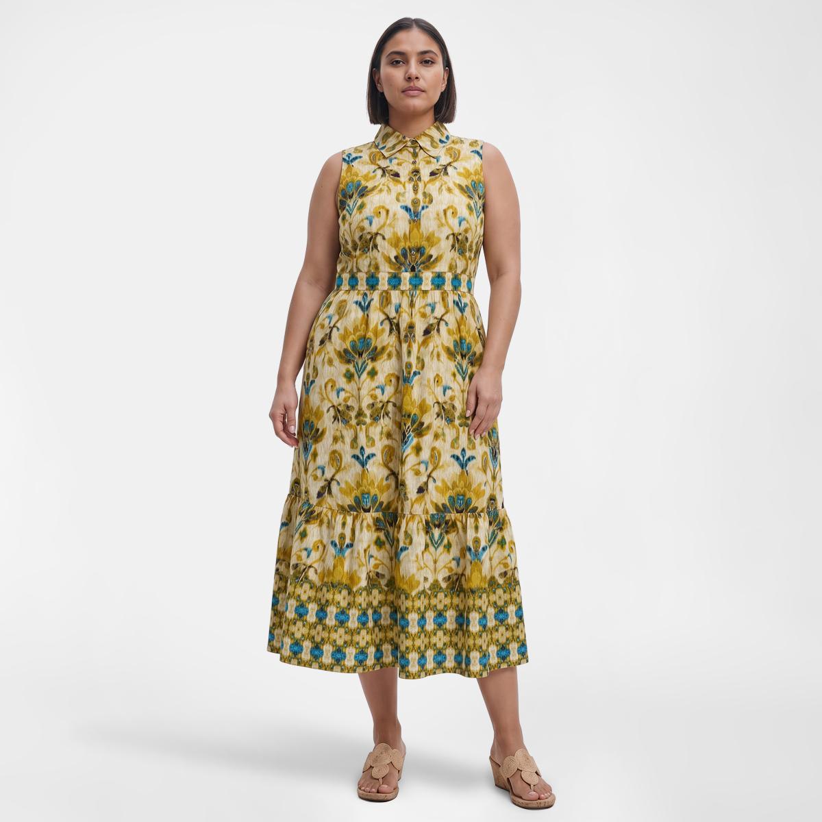 Click here for Plus Size Kasper Sleeveless Scroll Floral Midi Dre... prices
